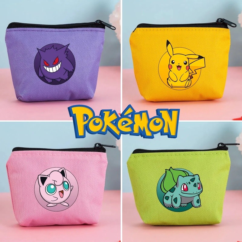 Pokemon Cartoon Wallet Canvas Waterproof Change Storage Bag Zipper Coin ...
