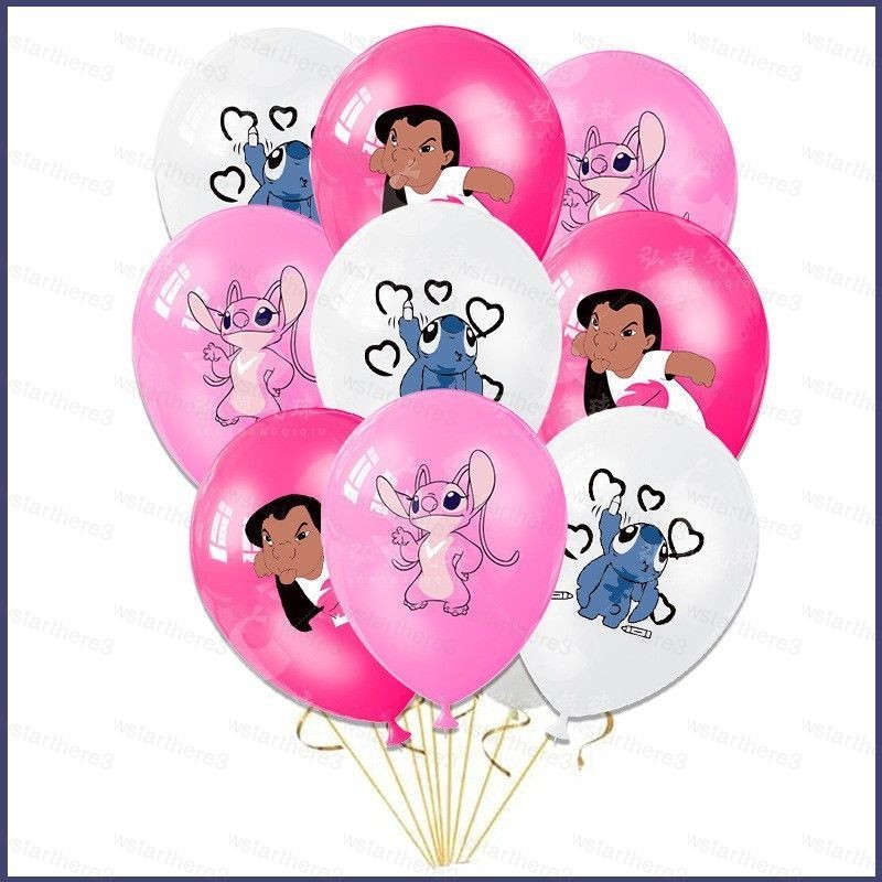 YE 12pcs pink Stitch theme Party decoration balloons photo props venue ...
