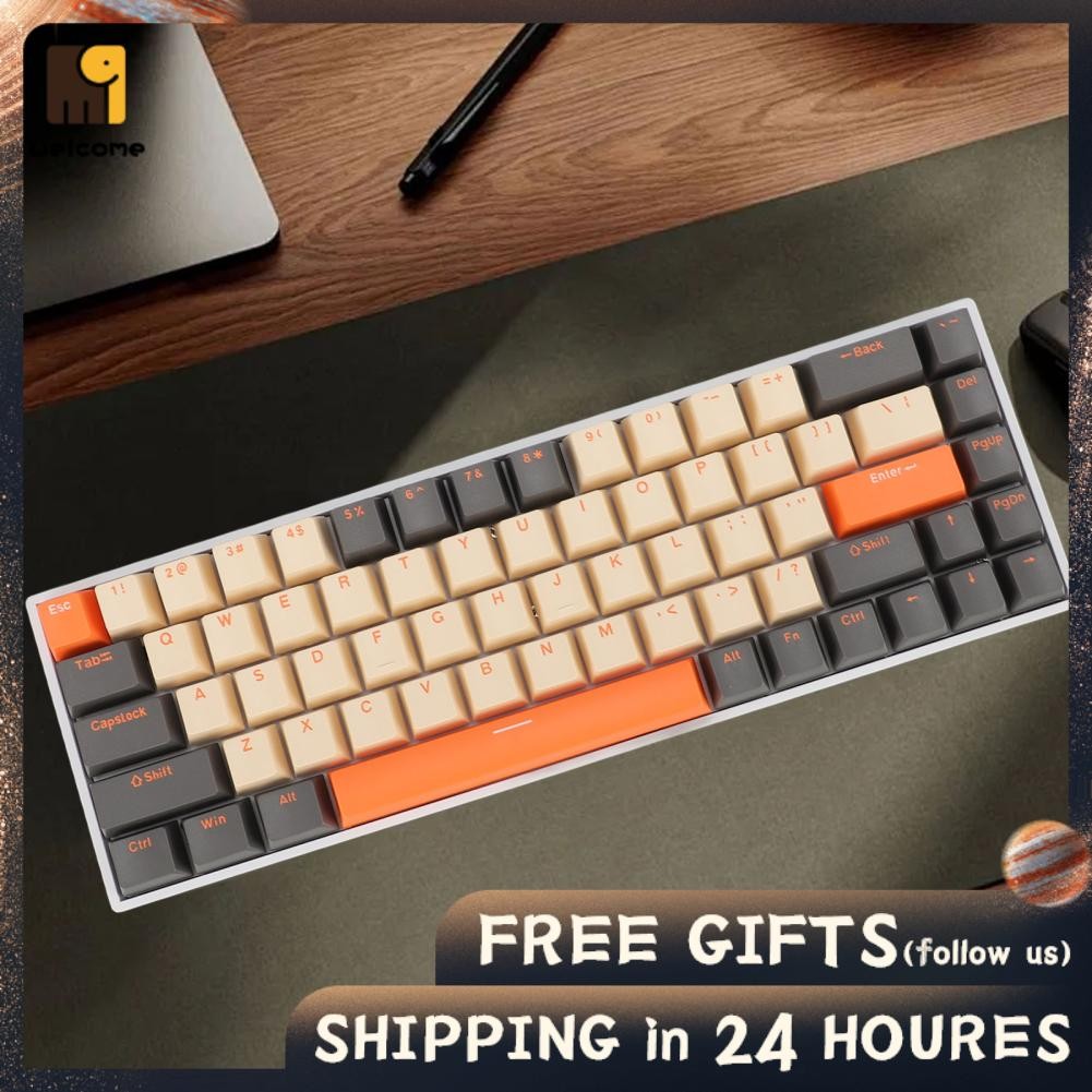 Welcomehome 68 Keys Mechanical Keyboard Type C 60 Percent Portable with ...
