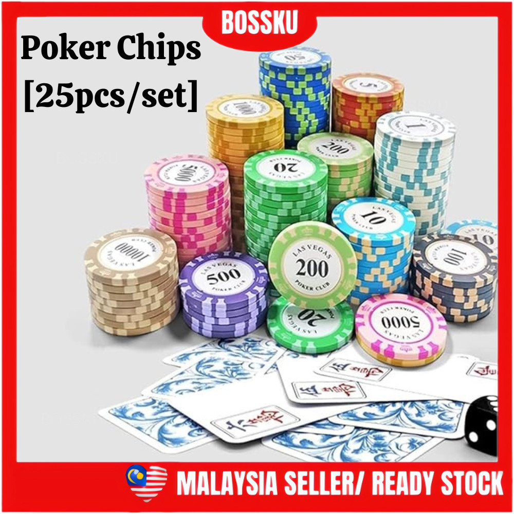 Poker Chips 25pcs Poker Set Playing Chip Holder Poker Card Game Color ...