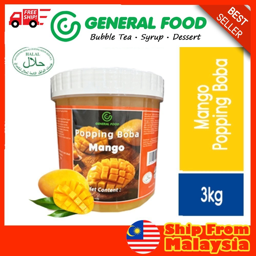 HALAL Mango Popping Boba (3kg) 爆爆珠 - Boba | Dessert | Bubble Tea ...