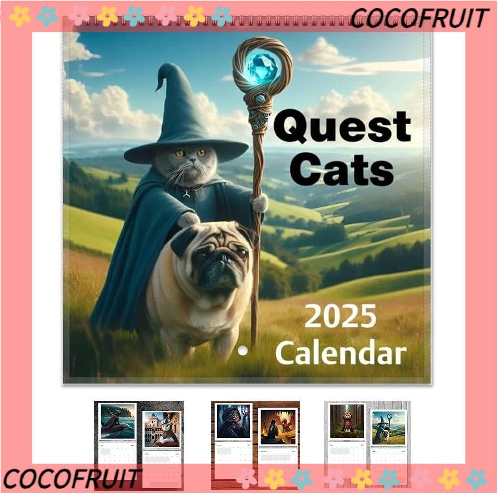 COCOFRUIT Weird Medieval Quest Cats Calendar, Fun Hanging Month Hanging ...