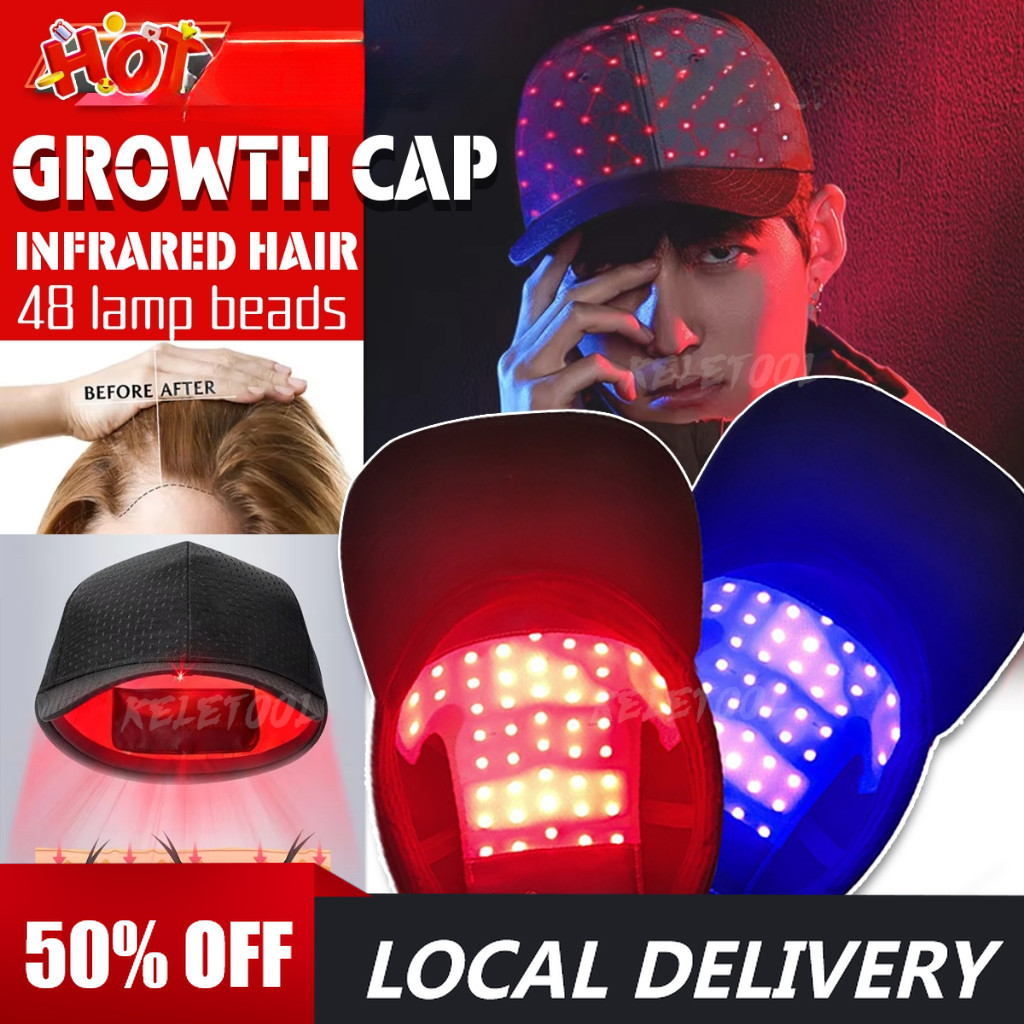 Infrared Hair Growth Cap Hair Growth Instrument Red and Blue Light Hair ...