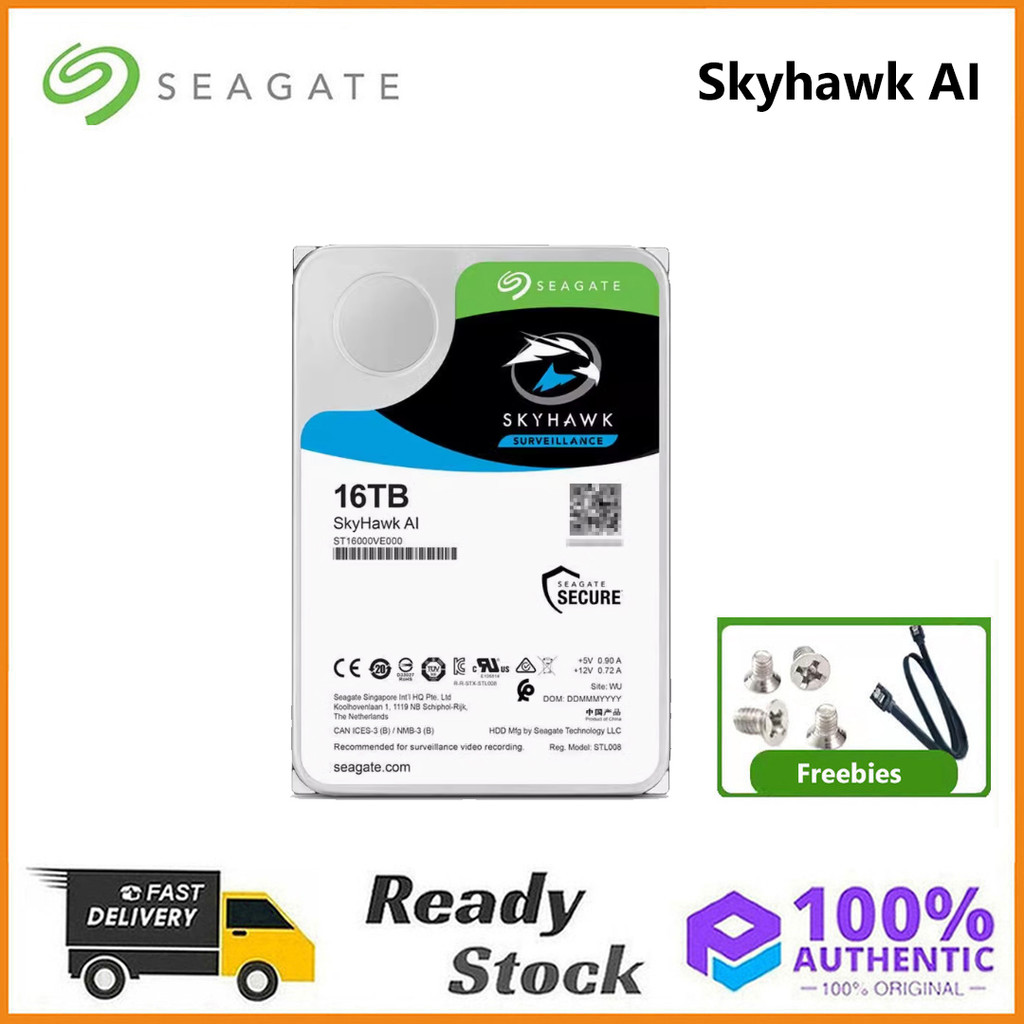 Seagate Skyhawk AI 10TB 12TB 14TB 16TB 3.5inch Surveillance CCTV Hard Disk HDD Internal Hard ...