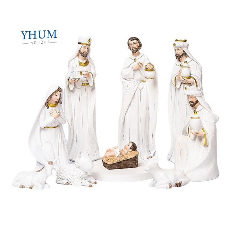 Christ Nativity Statue Nativity Scene Set Christmas Crib Statue Resin ...