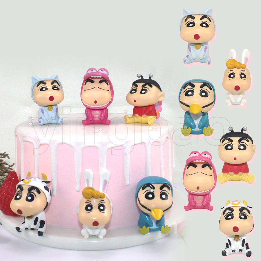 6pcs Kawaii Crayon Shin-Chan Anime Car Figure Toys Desktop Ornaments ...