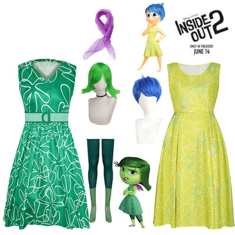 TH Anime Inside Out 2 Joy Disgust Cosplay Costume Wig Women Halloween ...