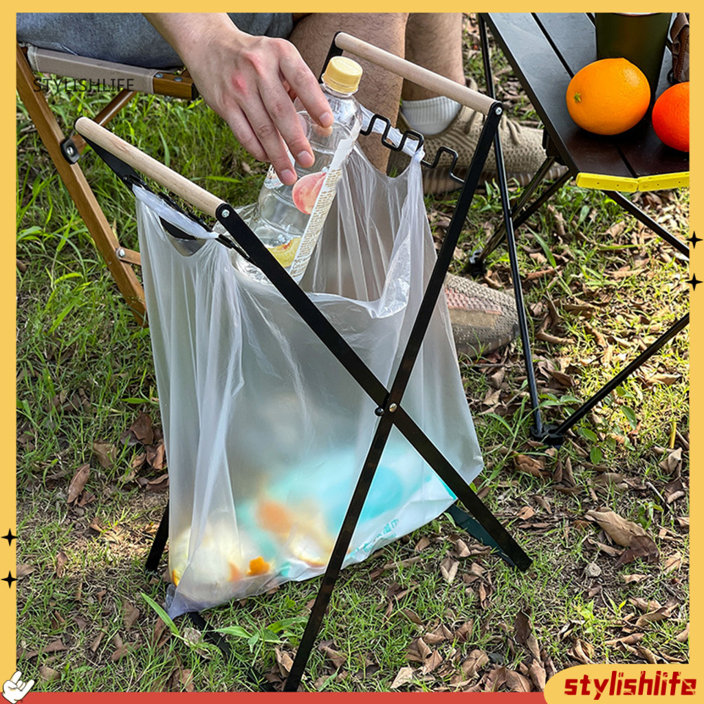 [stylishlife] Bbq Trash Bag Stand Collapsible Trash Bag Holder Foldable ...