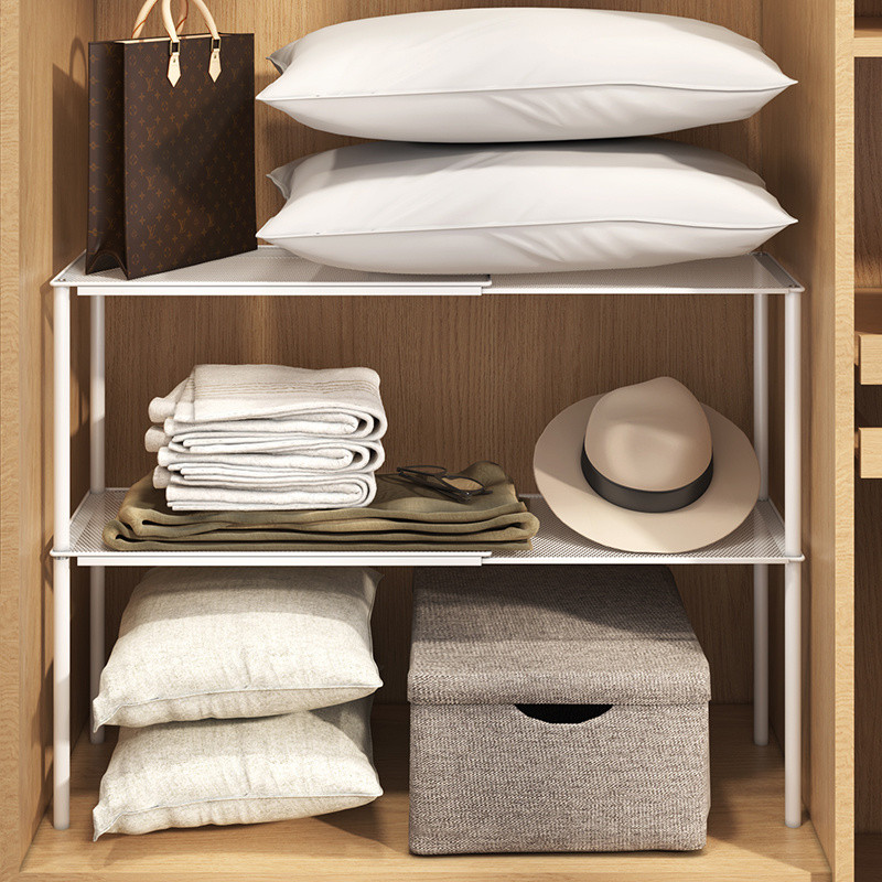 Wardrobe Extendable Layered Partition Board Layered Rack No-Drill Heavy ...