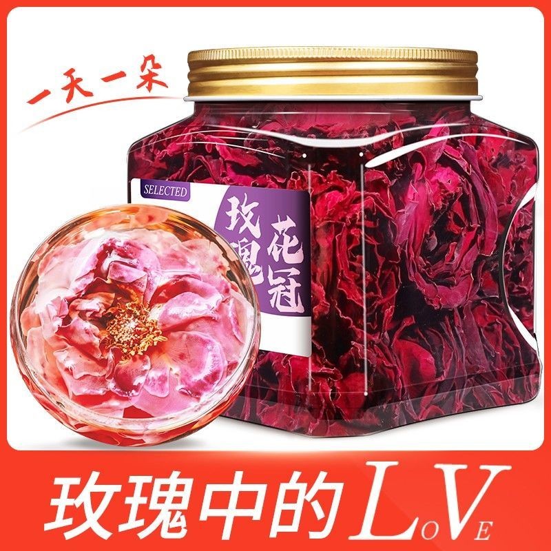 颂潮墨红玫瑰花冠茶大朵玫瑰花茶玫瑰花干泡茶冷泡茶泡水冲饮Songchao Ink Red Rose Crown Tea Big Rose ...