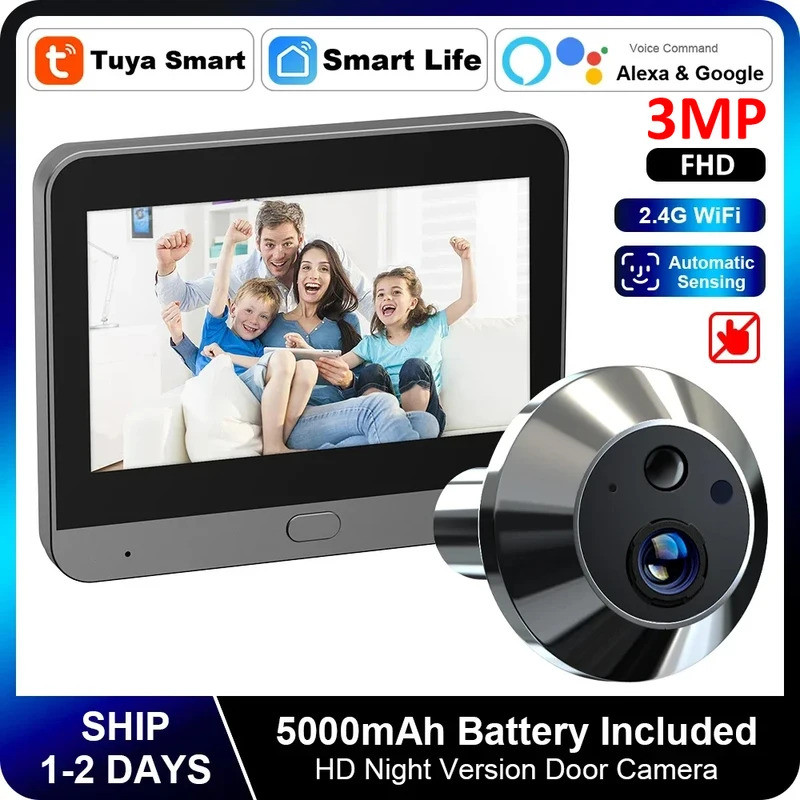 Mini Smart Life Tuya 3MP 140° Wide View Angle 2.4Ghz WiFi Magic Door ...
