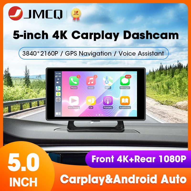 5 inch Portable 4K Car DVR Wireless Carplay & Android Auto Dash Cam ...