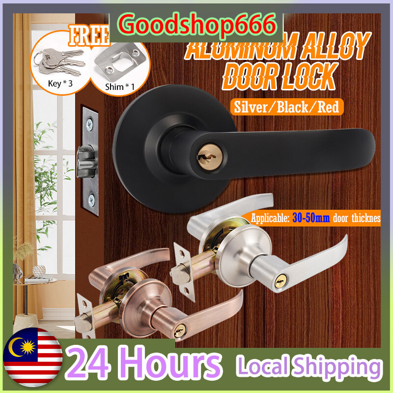 25-45mm Tubular Lever Cylindrical Cylinder Door Lock Tombol Pintu Bilik ...
