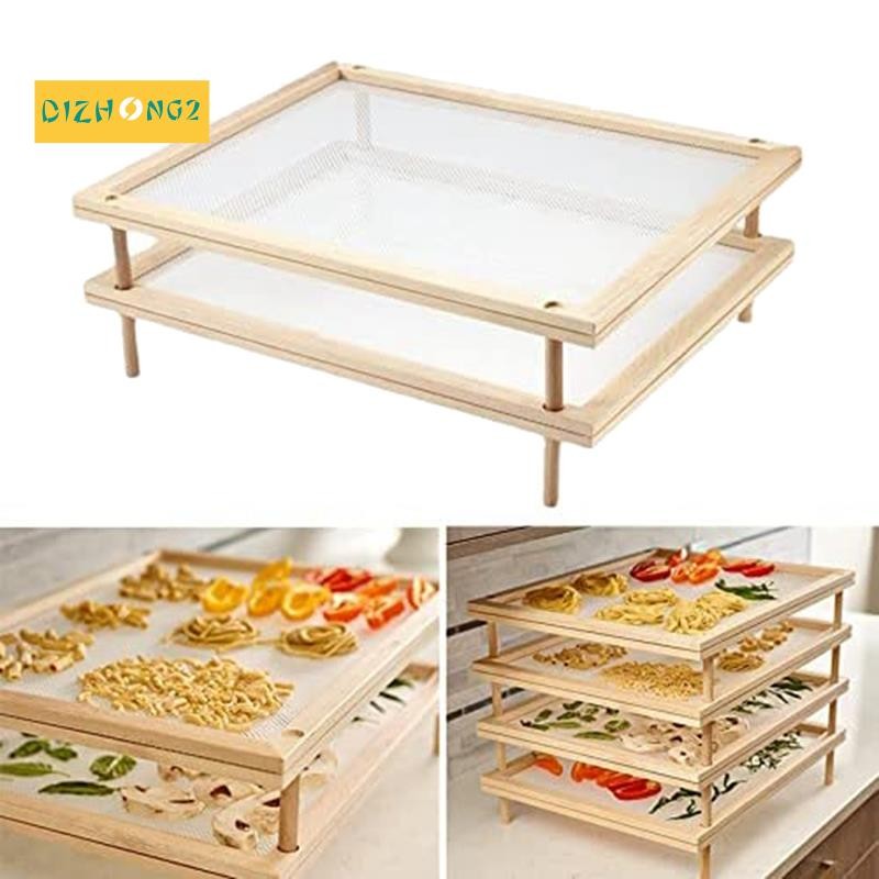 Stackable Food Dryer with Net Wooden Pasta Herb Drying Racks ...