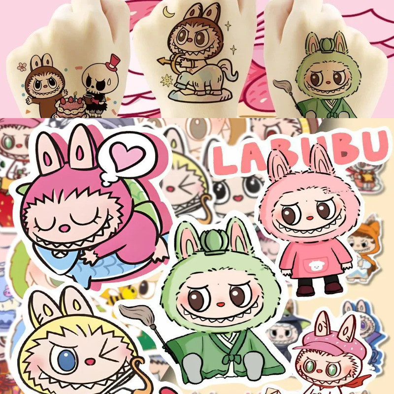 Cartoon Labubu Tattoo Stickers Labubu Temporary Tattoos Children DIY ...