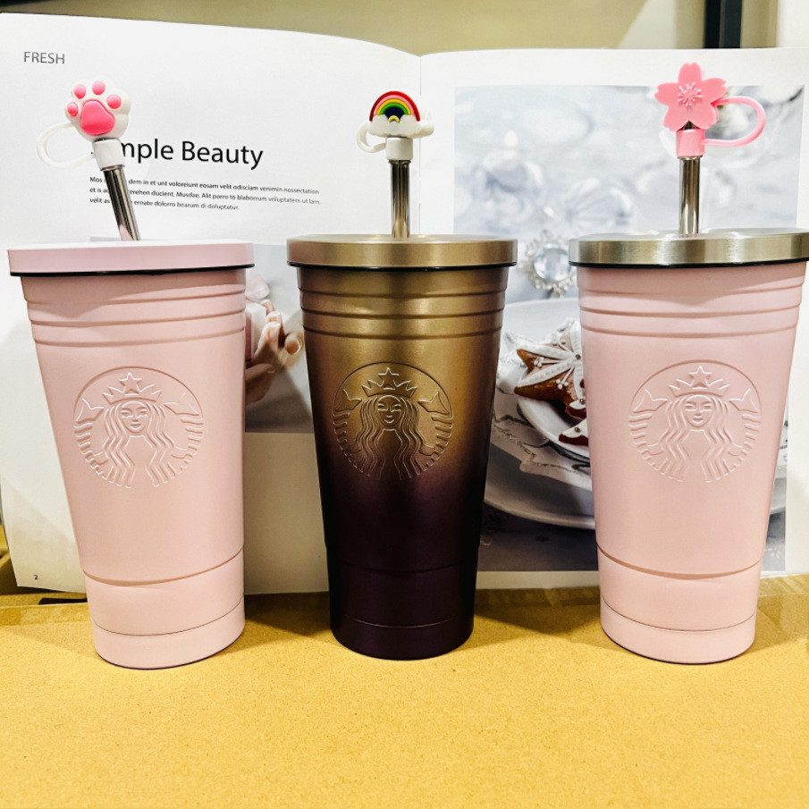 Starbucks 473ML Thermos Cup Starbucks Large Ice Cube Straw Double-Layer ...