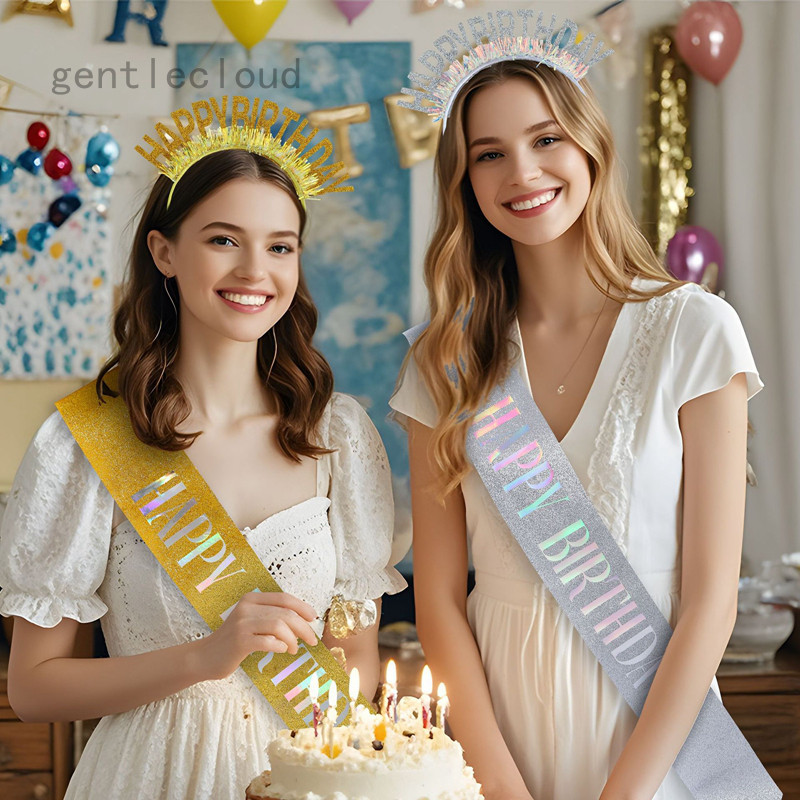 GC Birthday Girl Sash and Glitter Tiara Crown Sets for Girls Happy ...