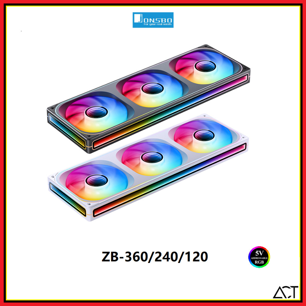 Jonsbo ZB-120/240/360 Black ARGB 3Pin PWM 120mm 240mm 360mm Fan ...