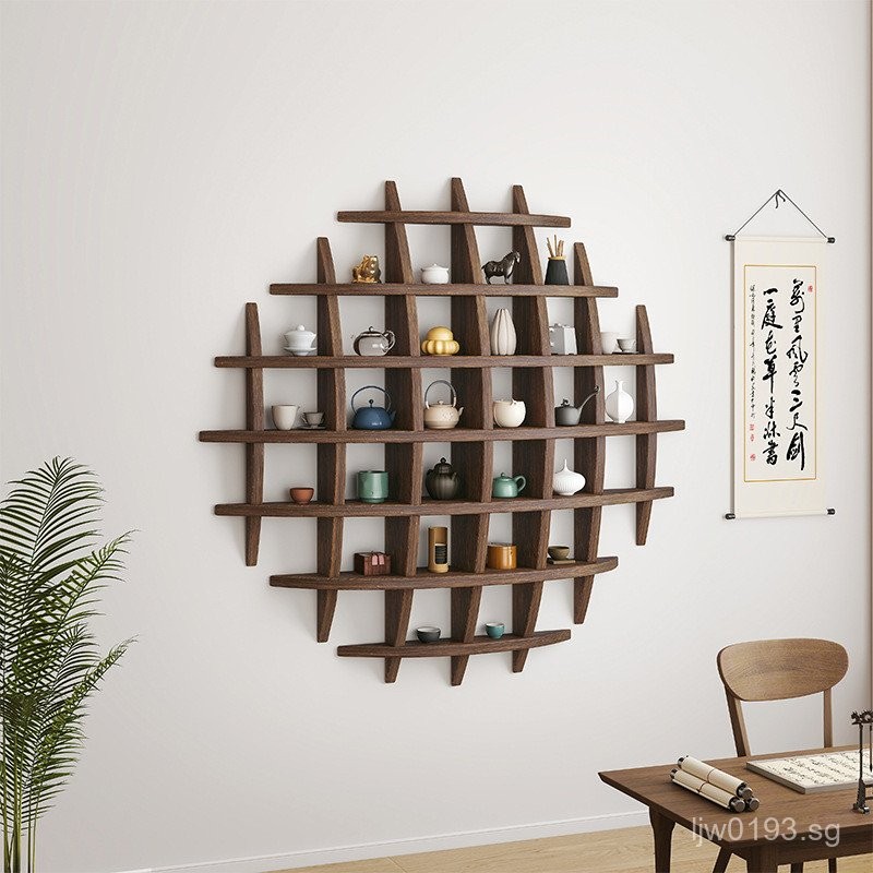 Display Grid Rack Wall-Mounted Chinese Style Wall Hanging Wall Shelf ...