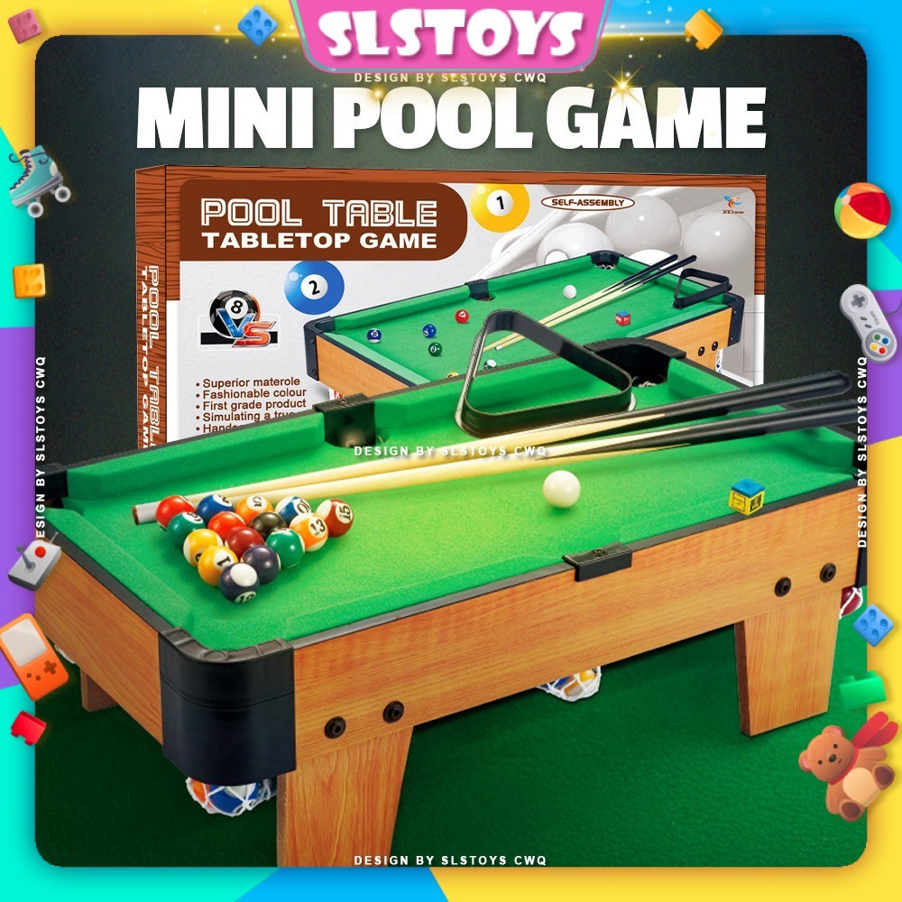 Mini Pool Game Set Snooker Ball Table Cue Stick Fun Family Game ...