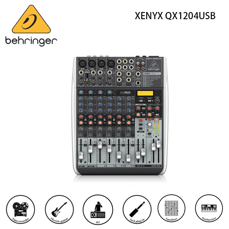 Behringer XENYX QX1204USB Premium 12-Input 2/2-Bus Mixer with XENYX Mic ...