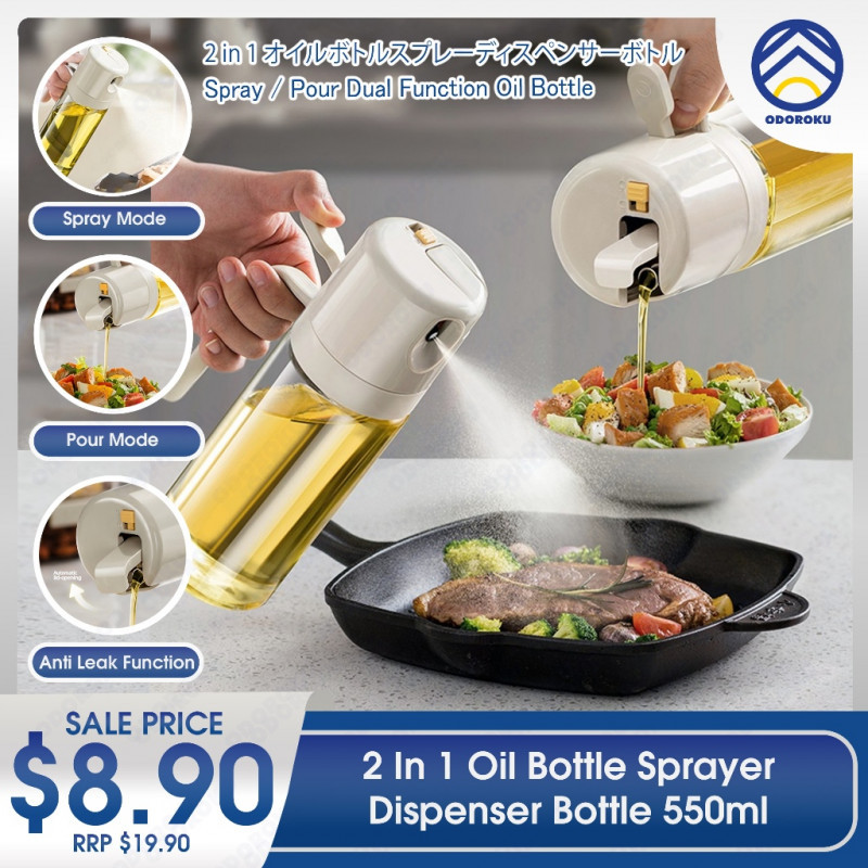 ODOROKU 2 In 1 Spray and Pour Glass Auto Flip Open & Anti Drip Oil ...