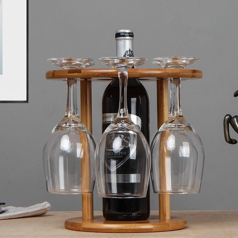 Solid Wood Creative Inverted Red Wine Cup Holder, Home Bar Counter ...