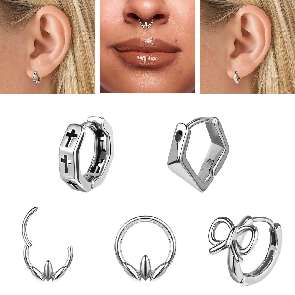 1PC 20G/18G Hoop Earrings Stainless Steel Cartilage Earrings Hollow ...