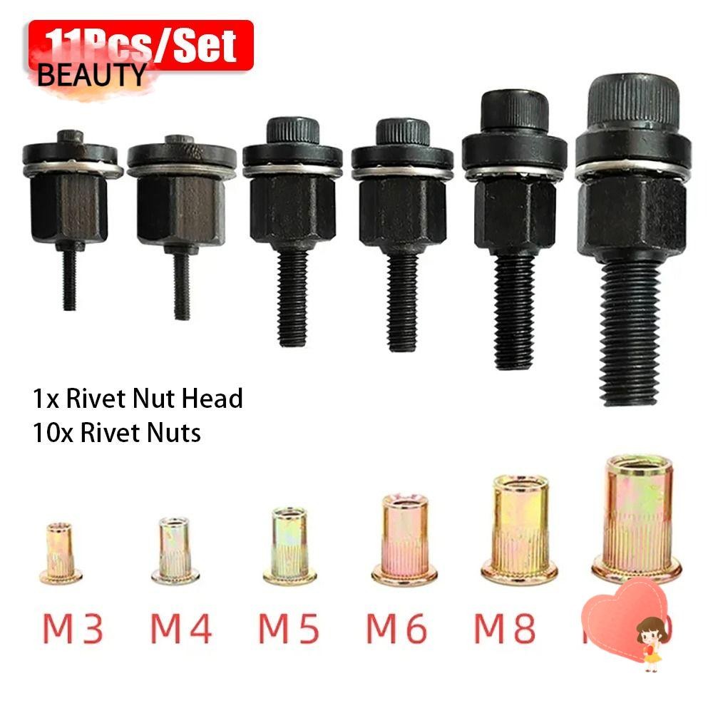 BEAUTY 11Pcs/Set Hand Rivet Nut, Easy Installation M3 M4 M5 M6 M8 M10 ...