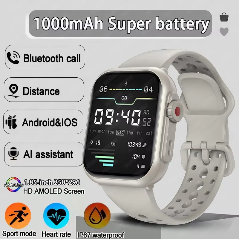 2025 New 1000 mAh Smart Watch Men Women 1.85-inch HD Full Touch Screen ...
