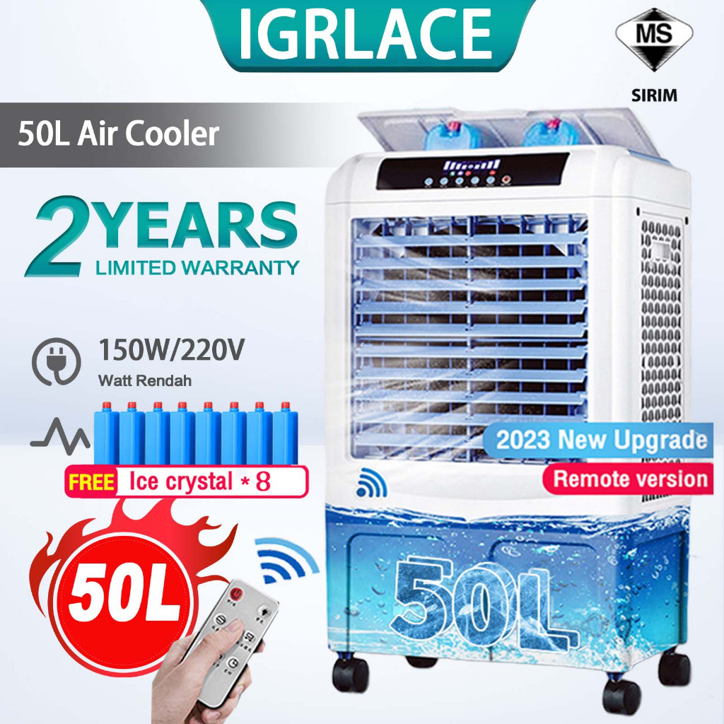 IGRLACE 60L/50L/40L Air Cooler Portable Air Conditioning Fan Humidifier remote control ...