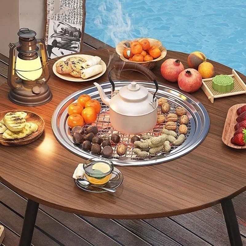 Folding Barbecue Round Table Charcoal BBQ Grill Barbecue Table Garden ...