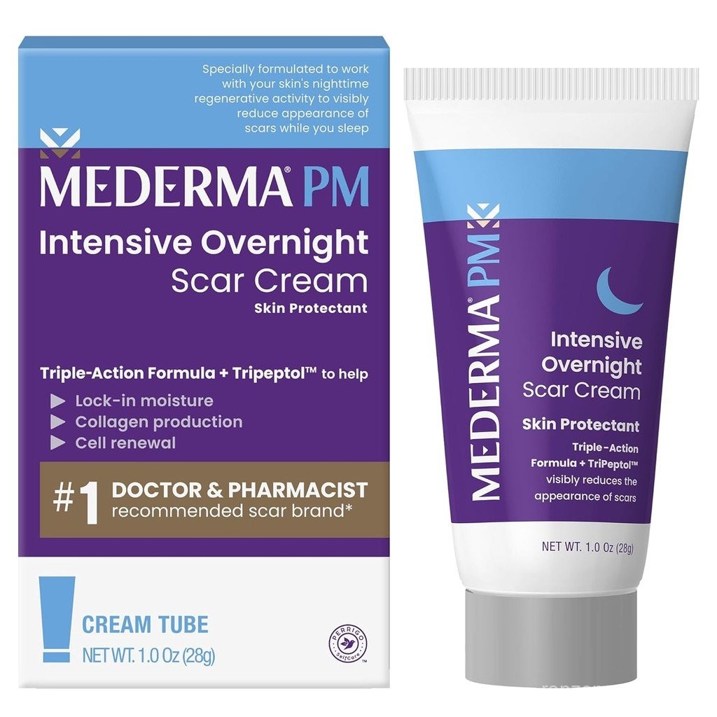 Mederma PM Intensive Overnight Scar Cream, Works with Skin's Nighttime ...