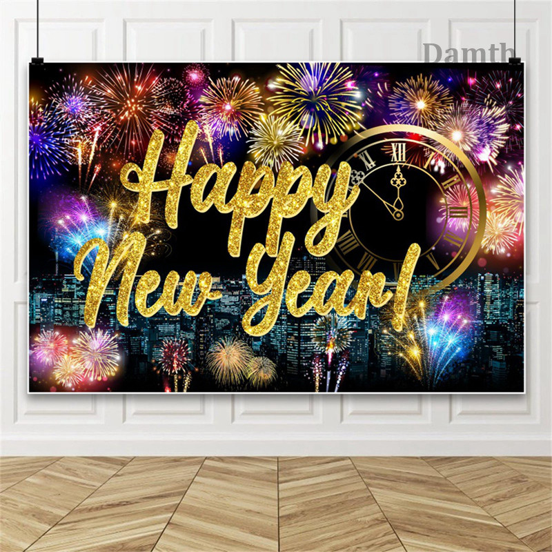 DTB Happy New Year Party Backdrop Fabric Sign Poster Banner With ...