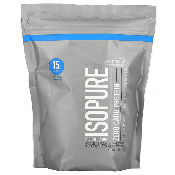Isopure, Zero Carb, Protein Powder, Creamy Vanilla, 1 lb (454 g ...