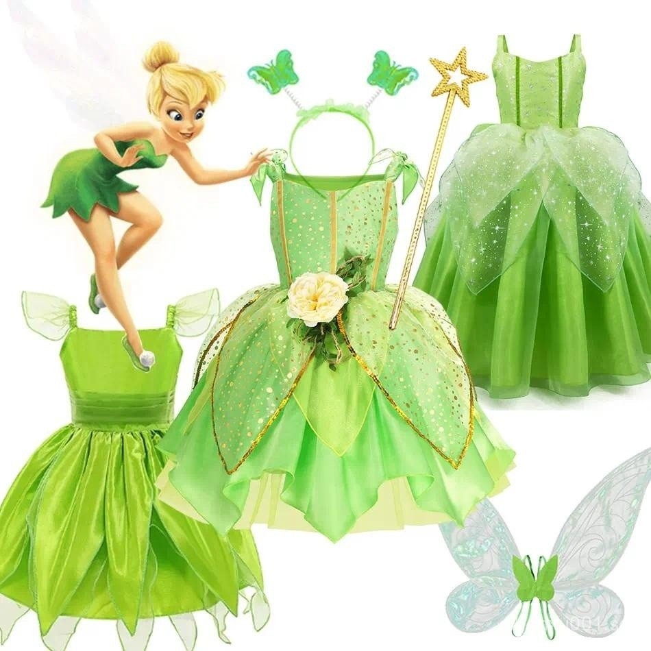 Girls Tinker Bell Costume Halloween Costume for Kids Green Tinkerbell ...