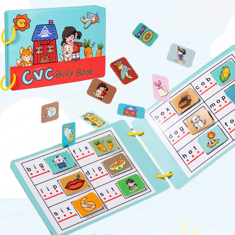 Montessori CVC Phonics Sticker Busy Book English Alphabet Puzzle Game ...