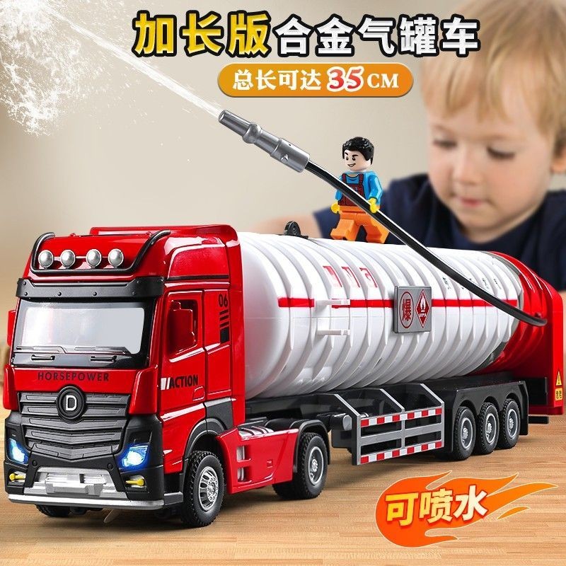 Oversized Alloy Oil Tank Truck Simulation Sprinkler Gas Tank Truck Semi ...