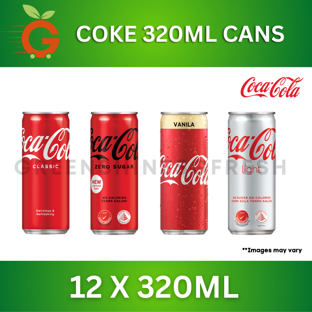 [Greenshinesg] Coke Classic | Coke Zero Sugar | Coke Vanila (320ml x 12 ...