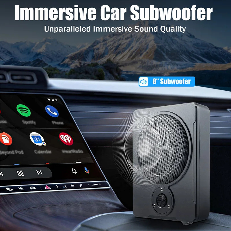 8 Inch Subwoofer 600W Slim Underseat Car Audio Subwoofer w/ Built in ...