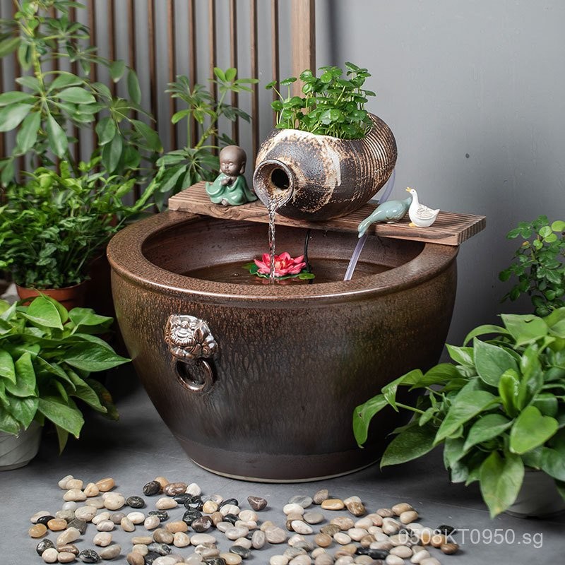 Landscaping Goldfish Tank Floor Ceramic Ancient Method Flowing Water ...