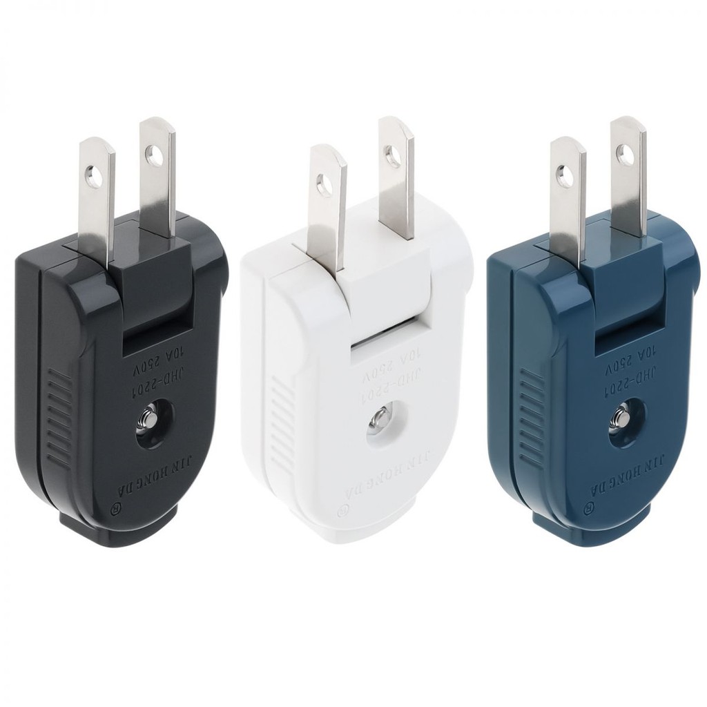 Rotatable 2 Prong Extension Cord Replacement Plug 125V 15A Male Power ...