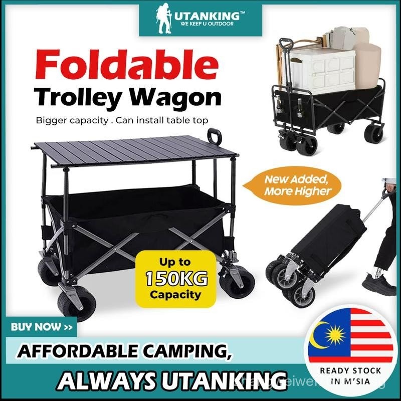 UtanKing™ Foldable Camping Wagon Big Wheel Outdoor Trolley Shopping ...