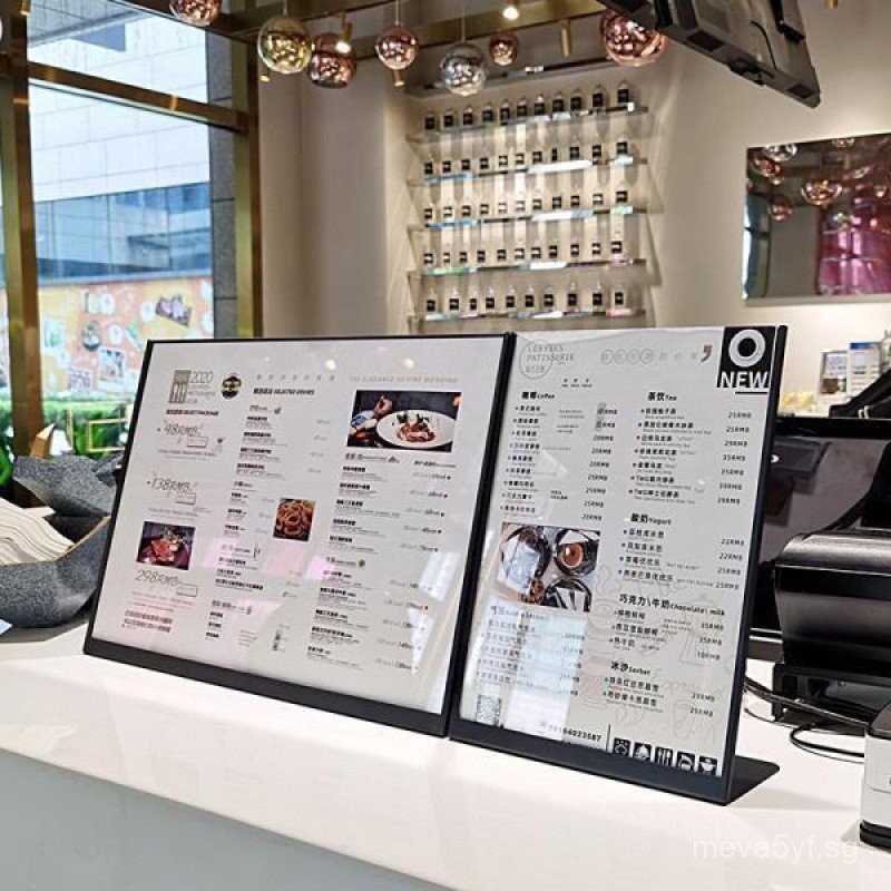 Acrylic Place Card Stainless Steel Metal Milk Tea Shop Menu Display ...