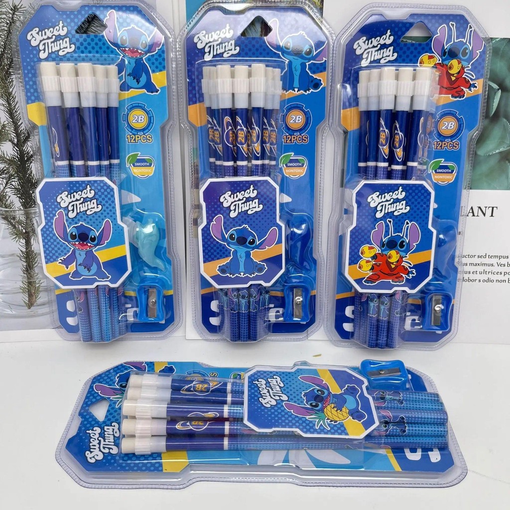 1box/12pcs Disney Stitch HB Pencils Toy Kawaii 12 Pencils Cartoon Lilo ...