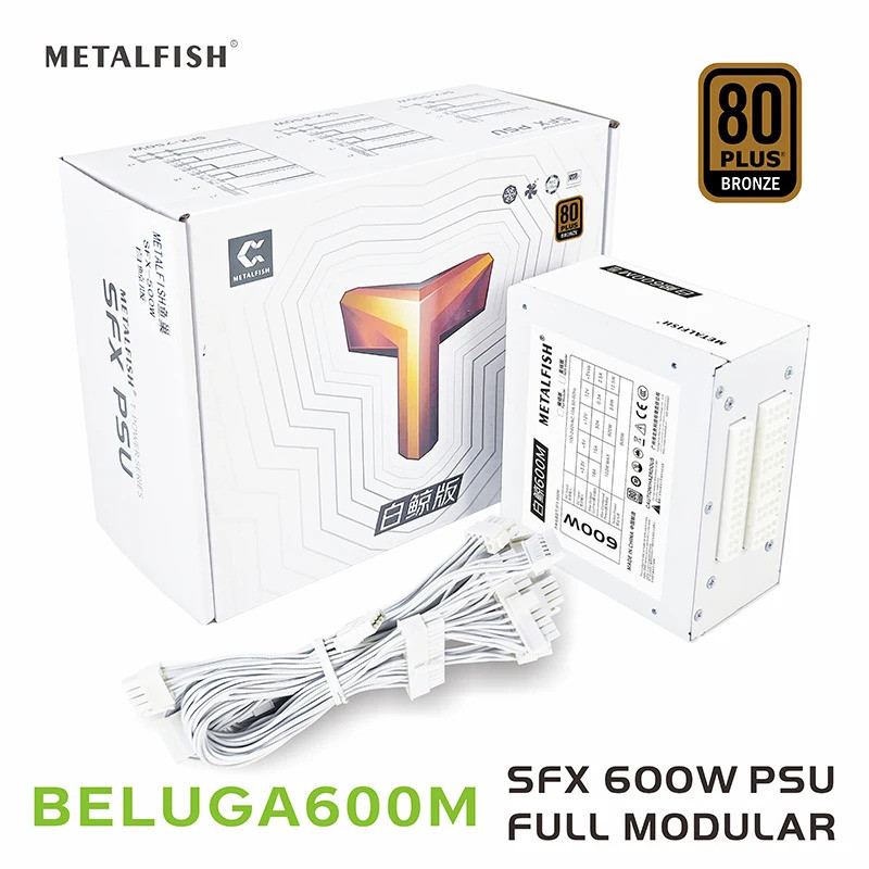 METALFISH Full-Modular SFX-500W 600W PSU 80Plus Bronze White Power ...