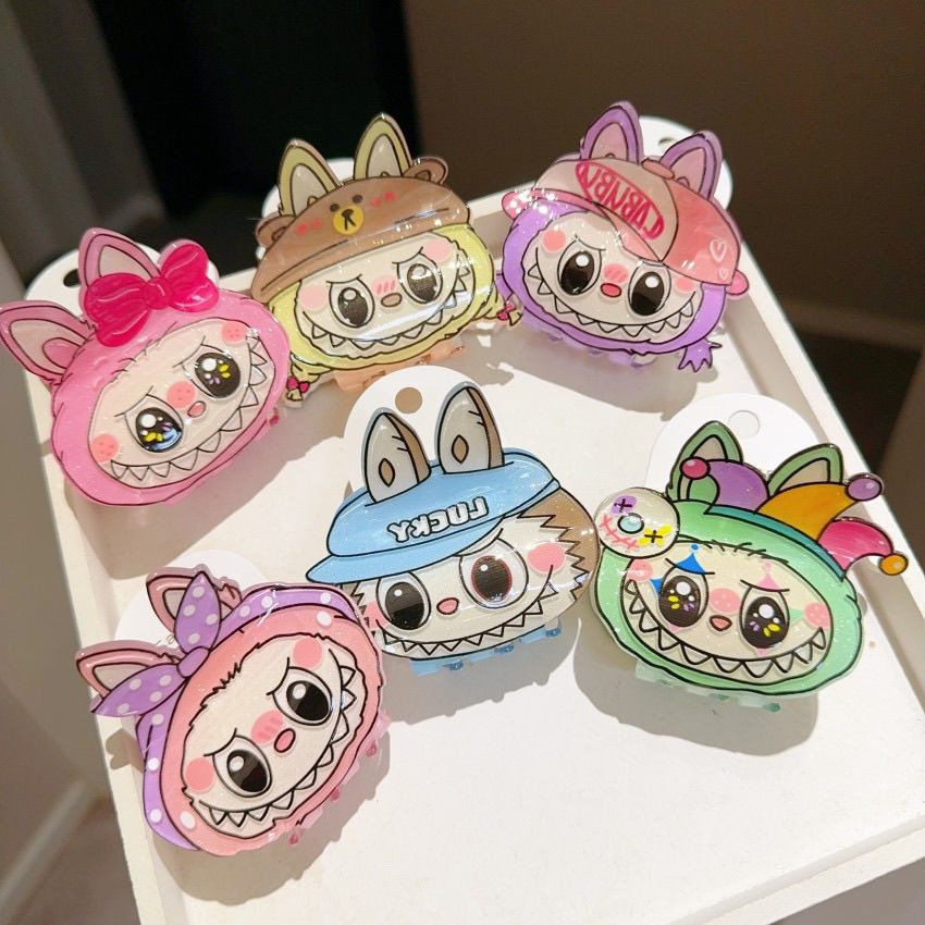 Acrylic gripper cute cartoon labubu hair clip girl hair shar亚克力抓夹可爱卡通 ...