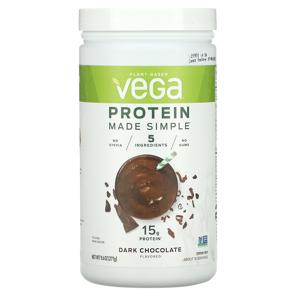 Vega, Protein Made Simple, Dark Chocolate, 9.6 oz (271 g) | Shopee ...