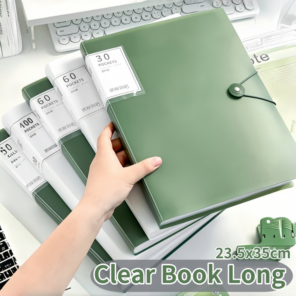 Clear Book Long Portfolio Folder with Clear Pocket Presentation Book ...