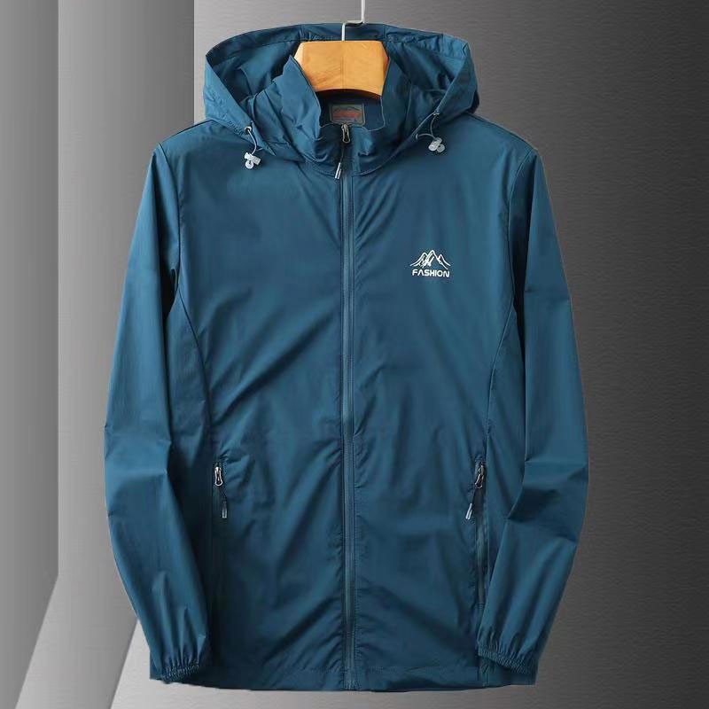 Ultra Thin Breathable Summer Men Jacket Hooded Solid Color Sunscreen ...